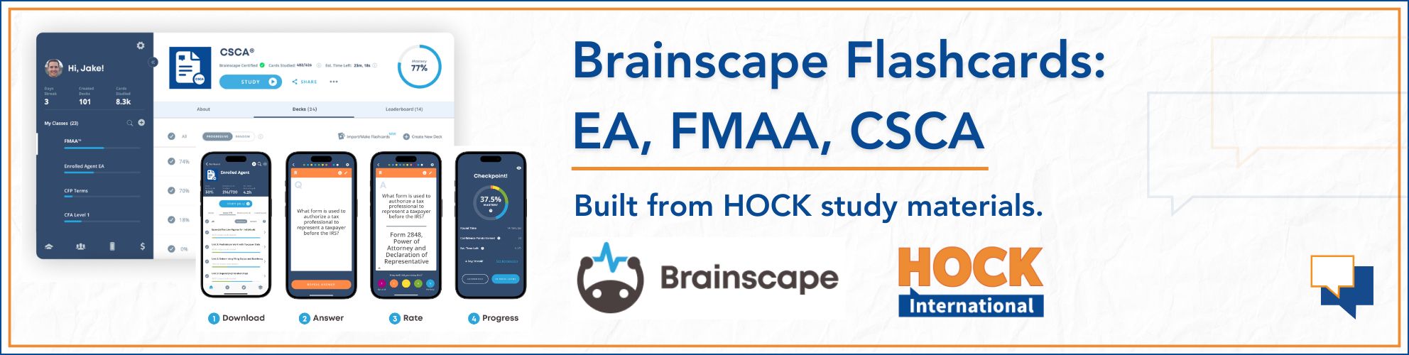 HOCK Partners with Brainscape to Offer Flashcards for EA, FMAA, and ...
